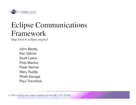 Pdf Eclipse Communications Framework · 9 Ecf Eclipse Communications