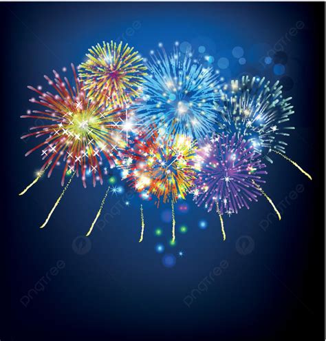 Realistic Colorful Fireworks Background Year Celebration New