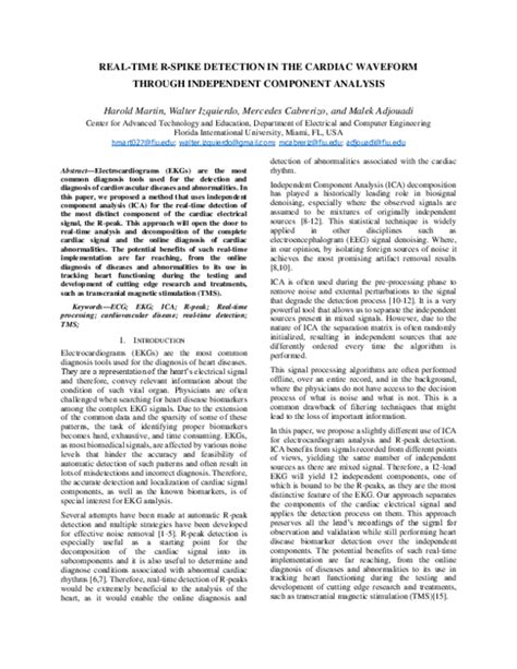 Pdf Real Time R Peak Detection In Cardiac Waveform Using Ica