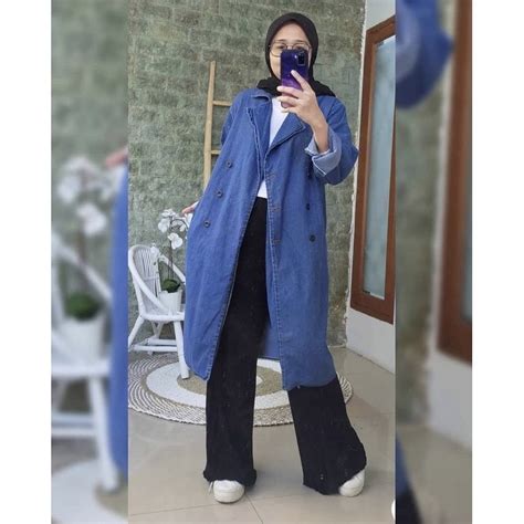 Jual Outer Wanita Long Outer Denim Shopee Indonesia