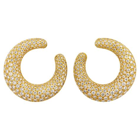 Diamond Hoop Earrings By Cartier For Sale At 1stdibs