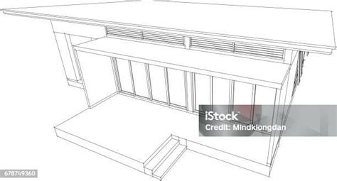 추상적인 3d 하우스 와이어 프레임벡터 일러스트 레이 션의 렌더링 3차원 형태에 대한 스톡 벡터 아트 및 기타 이미지 3차원 형태 개념과 주제 건물 외관 Istock