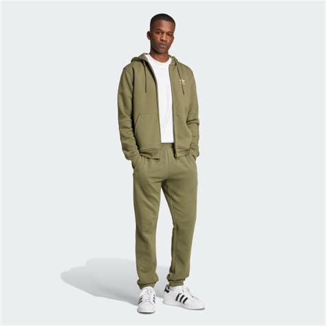 Adidas Trefoil Essentials Full Zip Hoodie Green Adidas Uk