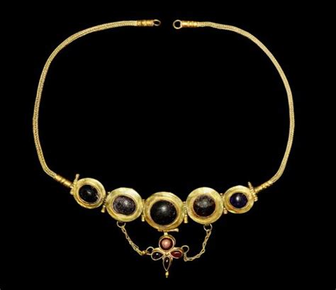 Greek Sarmatian Gold Glass And Garnet Necklace 1st Century Bcad