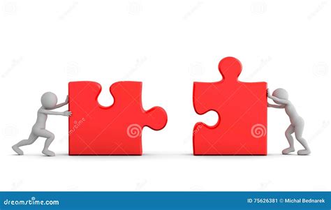 D White People Teamwork Solving The Puzzle Royalty Free Stock Photo