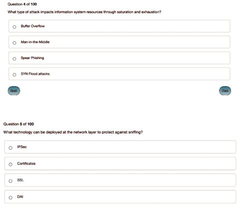 Question 4 Of 100 What Type Of Attack Impacts Information System