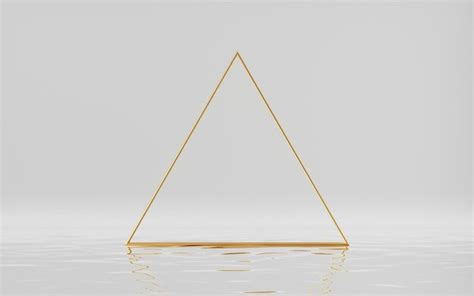 Premium Photo D Render Abstract White Background With Golden Triangular Frame And Reflection