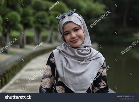 Beautiful Cute Malay Women Wearing Grey Stock Photo Shutterstock