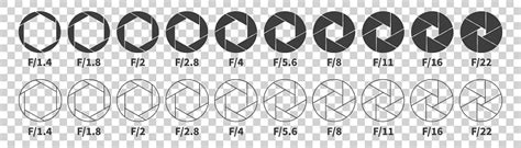 Aperture Icon Set Aperture Icons On White Background Stock Illustration