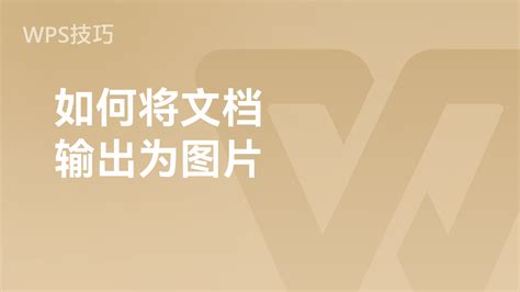 如何将文档 输出为图片 WPS学堂