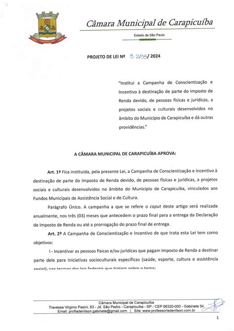 Pl 32932023 “institui A Campanha De Conscientização E Incentivo à