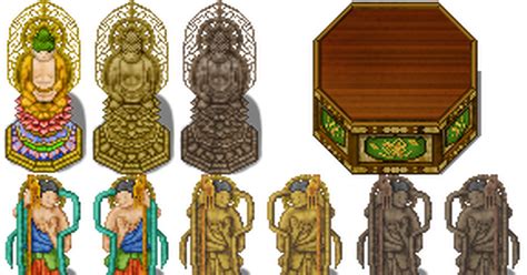 Rpgツクールmv 釈迦如来坐像、薬上菩薩立像、薬王菩薩立像、八角須弥壇風素材 豆腐⛩️夜見肆弐⛩️のイラスト Pixiv