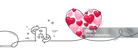 Technical Algorithm Line Icon Project Documentation Sign Continuous Line Big Heart Vector Stock