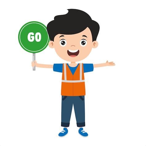 Dessin Animé Dessin De A Guide Trafic Vecteur Premium