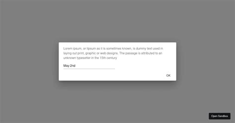 material datepicker inside dialog codesandbox