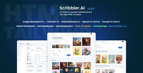 Scribbler AI AI Content Generator Dashboard And User App HTML