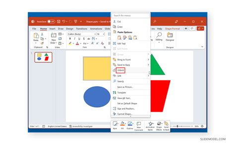 03 unlock shape in powerpoint slidemodel