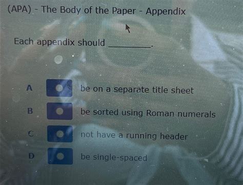 Solved APA The Body Of The Paper AppendixEach Chegg