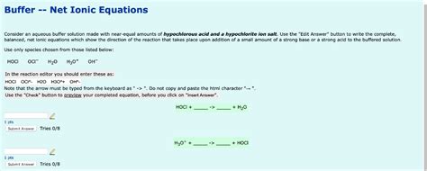 Solved Buffer Net Ionic Equations Consider An Aqueous Buffer Chegg