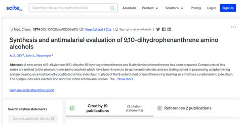 Synthesis And Antimalarial Evaluation Of 9 10 Dihydrophenanthrene Amino Alcohols