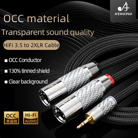 Ataudio 35mm To 2xlr Audio Cable Hi End Occ Core Carbon Fiber Gold