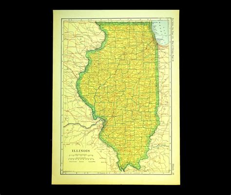 Vintage Illinois Railroad Map Of Illinois Wall Art Antique Etsy