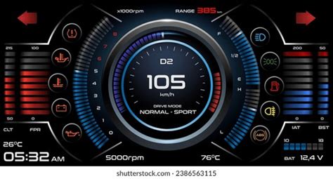 Dashboard Instrument Control Panel Fascia Realistic Stock Vector