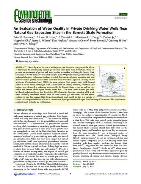 Pdf An Evaluation Of Water Quality In Private Drinking Water Wells