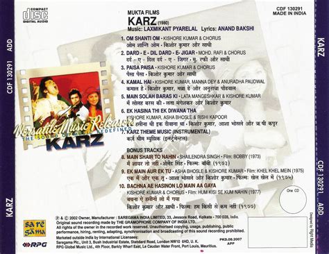 Moviesmusicdownloads Karz 1980 Hindi Movie Songs Super Hit Mp3s