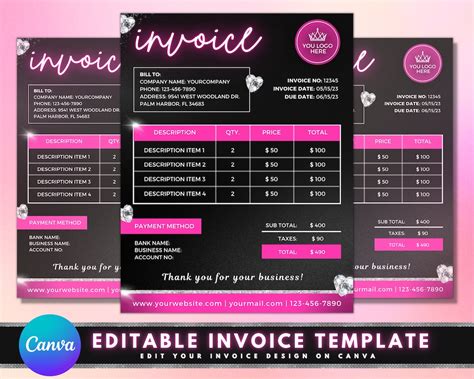 Beauty Business Invoice DIY Invoice Template Design Sales Invoice