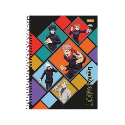Caderno 10 Matéria Jujutsu Kaisen 160 Folhas Foroni Papelaria Helena