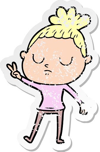 만화 진정 여자의 고민 스티커 낙서 드로잉에 대한 스톡 벡터 아트 및 기타 이미지 낙서 드로잉 데칼 라벨 Istock