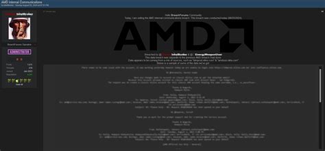 IntelBroker And EnergyWeaponUser Are Selling AMD Internal Communications