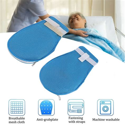 Puseky 2 Pcs Dementia Restraint Gloves Control Mitts Breathable Safety