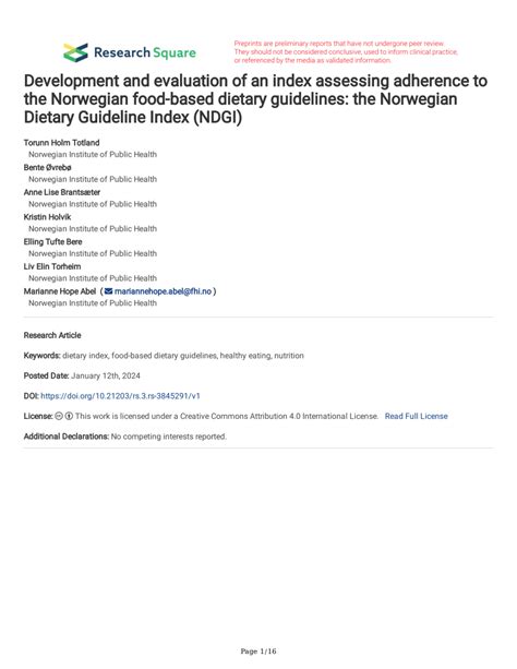 Pdf Development And Evaluation Of An Index Assessing Adherence To The
