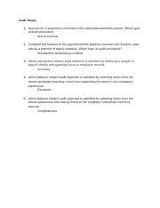Audit Theory 13 Docx Audit Theory 1 Account For A Sequence Of Checks In The Cash