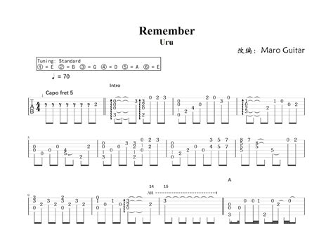 Remember吉他谱maro Guitaruruc调指弹 吉他世界