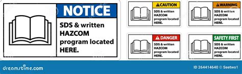 Danger Sds And Hazcom Located Here Sign On White Background Cartoon