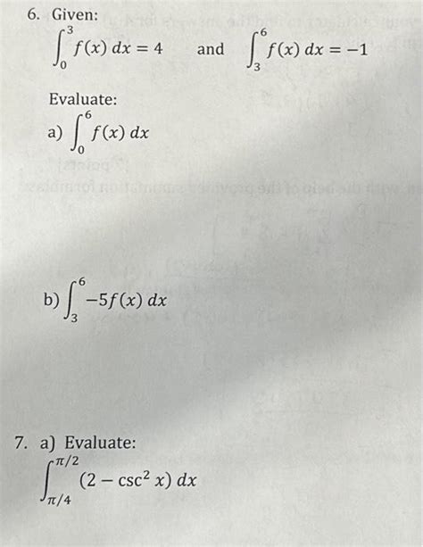 solved 6 given 3 sof f x dx 4 evaluate 6 a [ f x dx