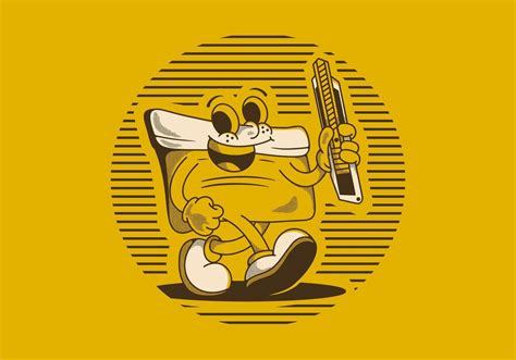 Squeegee Mascot Character Holding A Blade Vintage Style 37898068