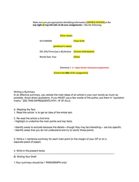 Writing Summary Formatting Writing A Summary In An Effective Summary