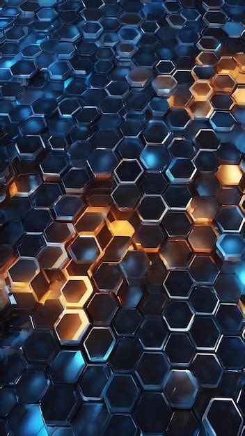 Premium Photo Blue Hexagon Technology Abstract Background Generative Ai