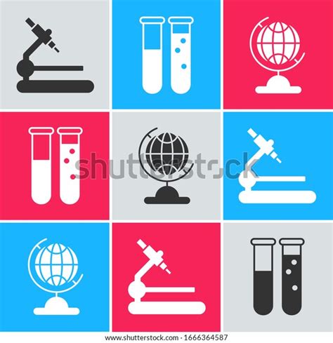 Set Microscope Test Tube Flask Chemical Stock Vector Royalty Free Shutterstock