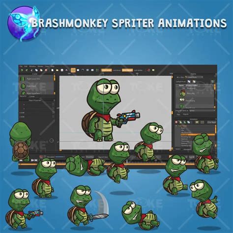 Cute Turtle 2d Character Sprite For Game Tokegameart