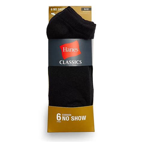 Style Cl90 Hanes Classics Mens Comfortsoft No Show Black Socks