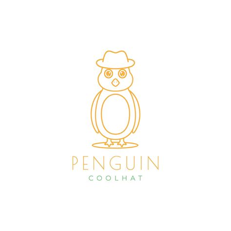 Line Cute Penguin With Hat Logo Design Vector Graphic Symbol Icon