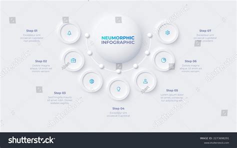 Neumorphic Infographic Design Template Flowchart Diagram Stock Vector