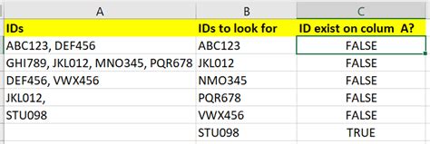 Find Id Within An Excel Cell Containing Multiples Values Separated By Comma Stack Overflow