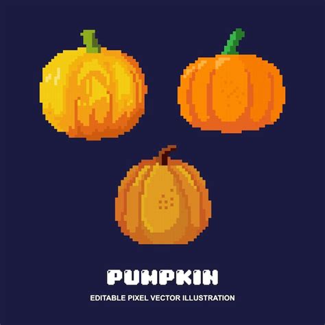 Premium Vector Pixel Pumpkin Set Icon Vector Illustration For Video Game Assets And Others