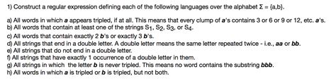 Solved Construct A Regular Expression Defining Each Of The Chegg